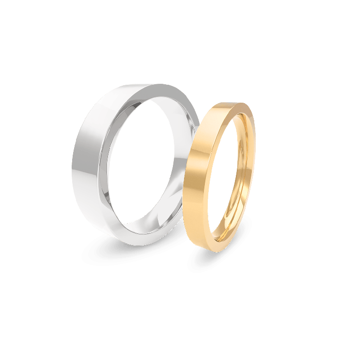 Flat Court Profile Wedding Ring | Rebus Signet Rings
